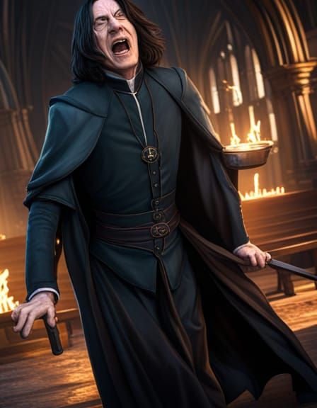 Severus Snape Screaming in Regret after Dumbledore's Murder - AI ...