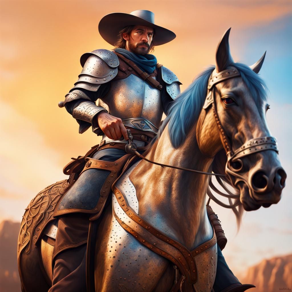 cowboy wearing medieval armor - AI Generated Artwork - NightCafe Creator