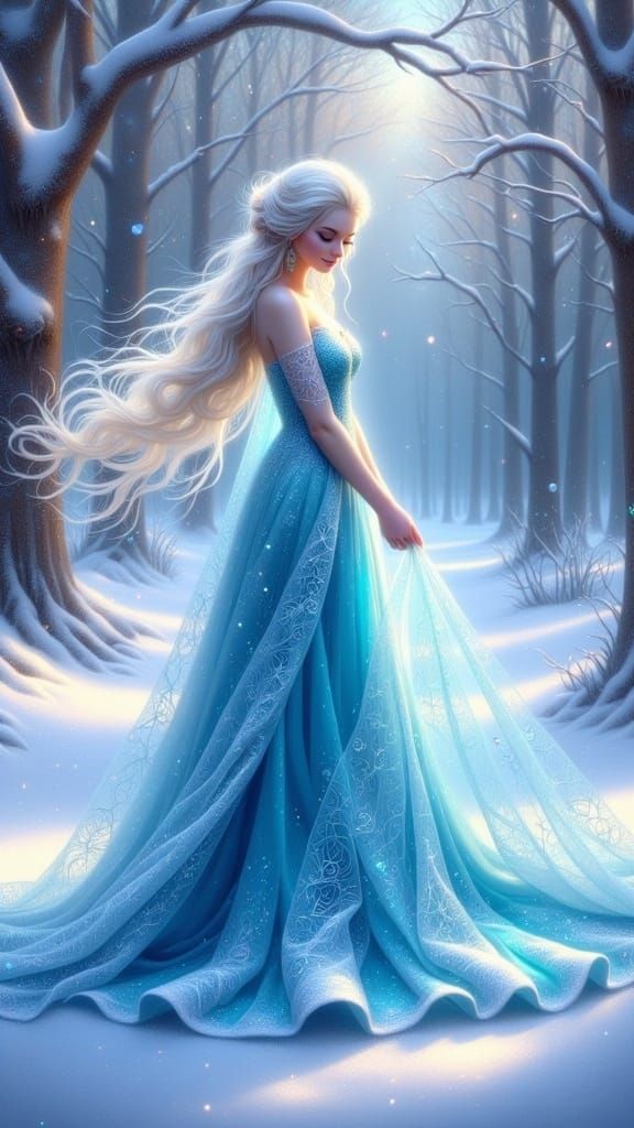 Elsa in Winter Wonderland with Vibrant Colors and ... - AI Art