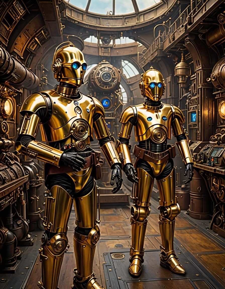 Steampunk Star Wars Droids - AI Generated Artwork - NightCafe Creator