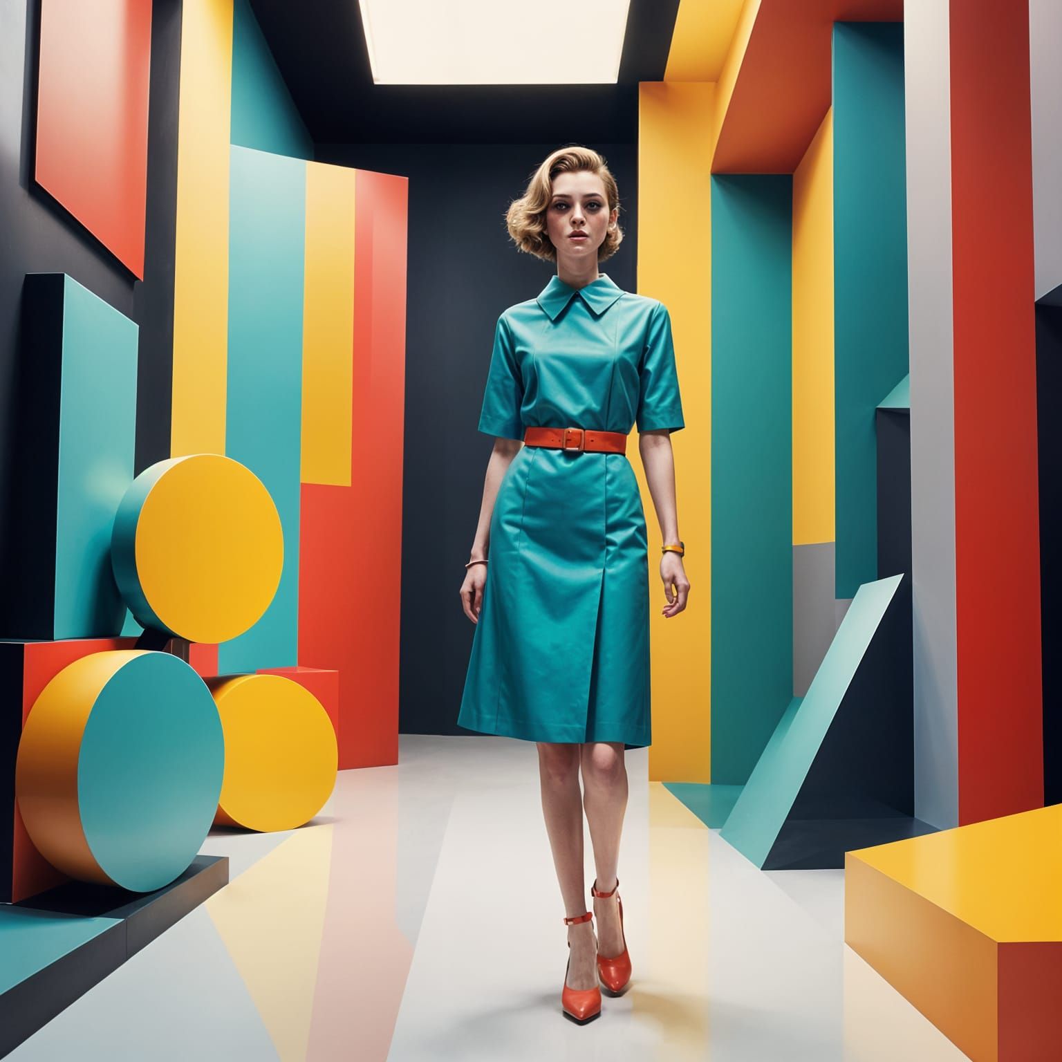 Vibrant 1950s Pop Art Fashion in Triadic Colors - AI Art