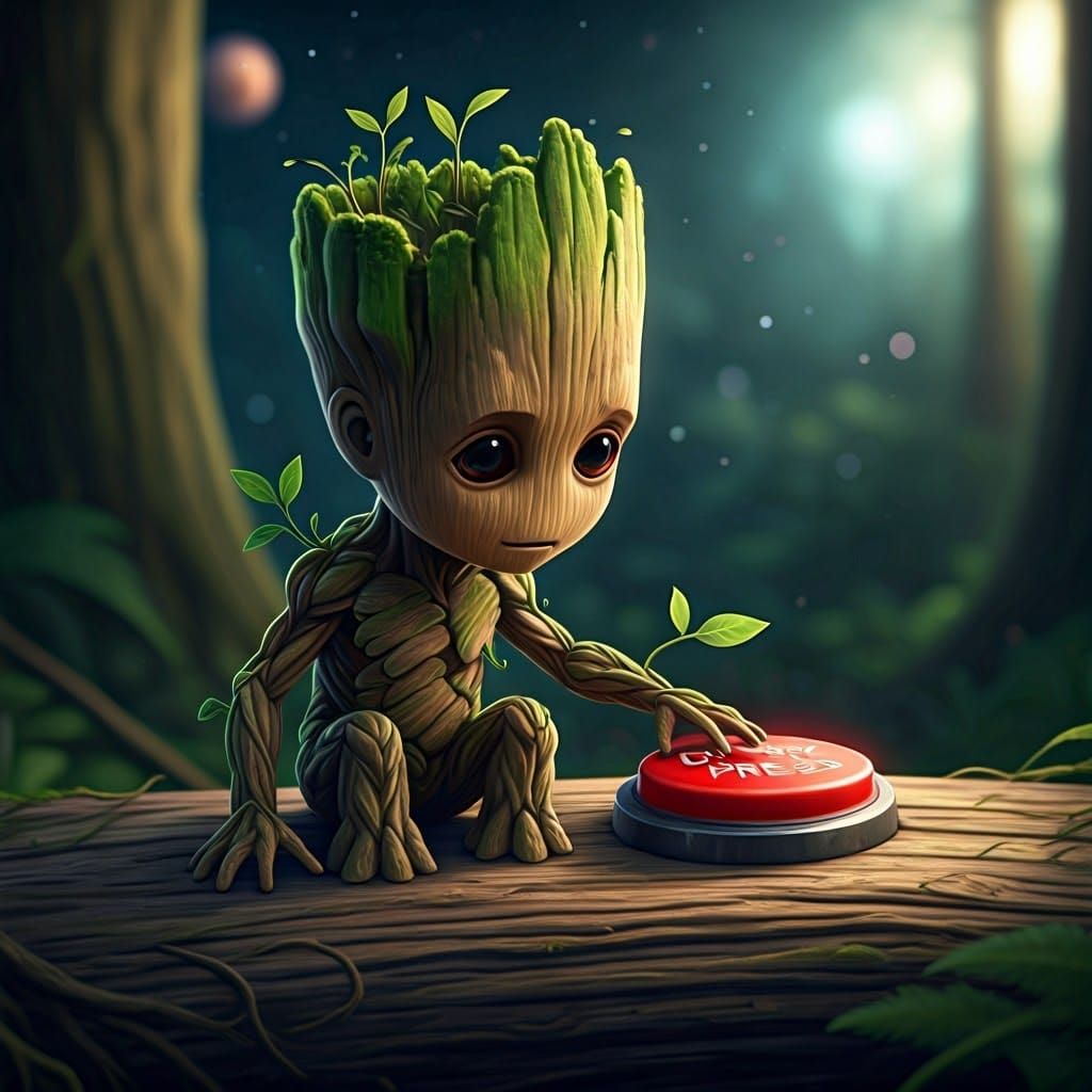 Don't Press the button.. - Cosmic Groot Contemplates Forbidd...