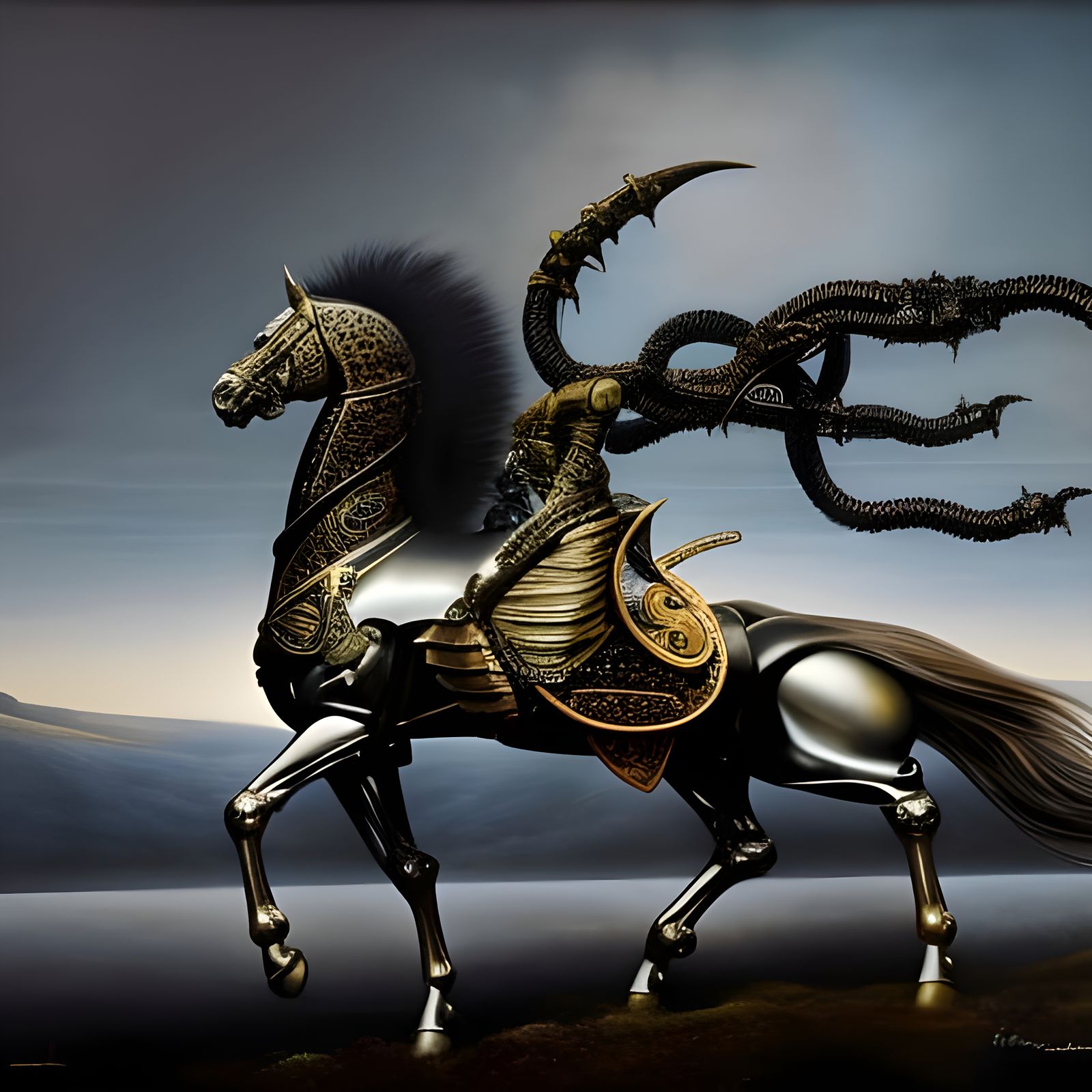 Biomechanical Knight Rider - AI Generated Artwork - NightCafe Creator