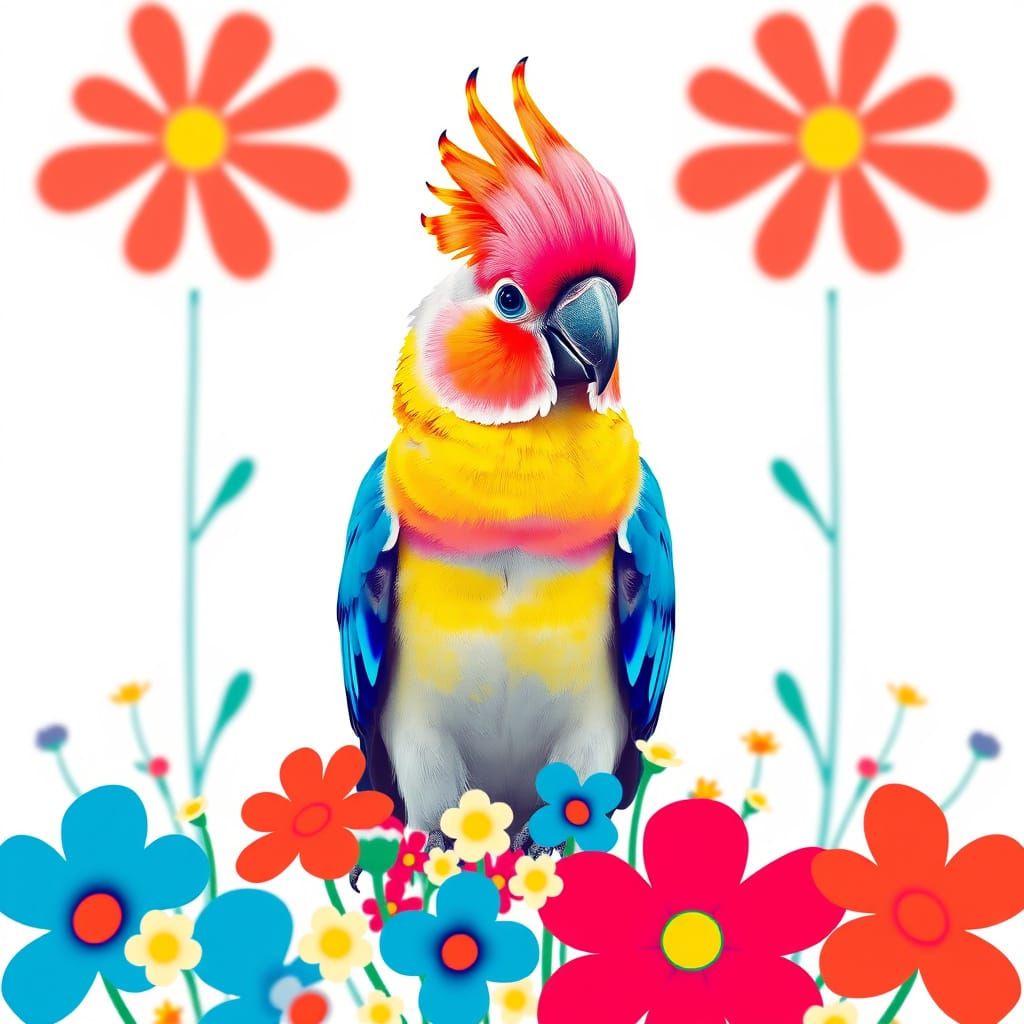 Vibrant Pop Art Garden Scene with Bold Shapes and ... - AI Art