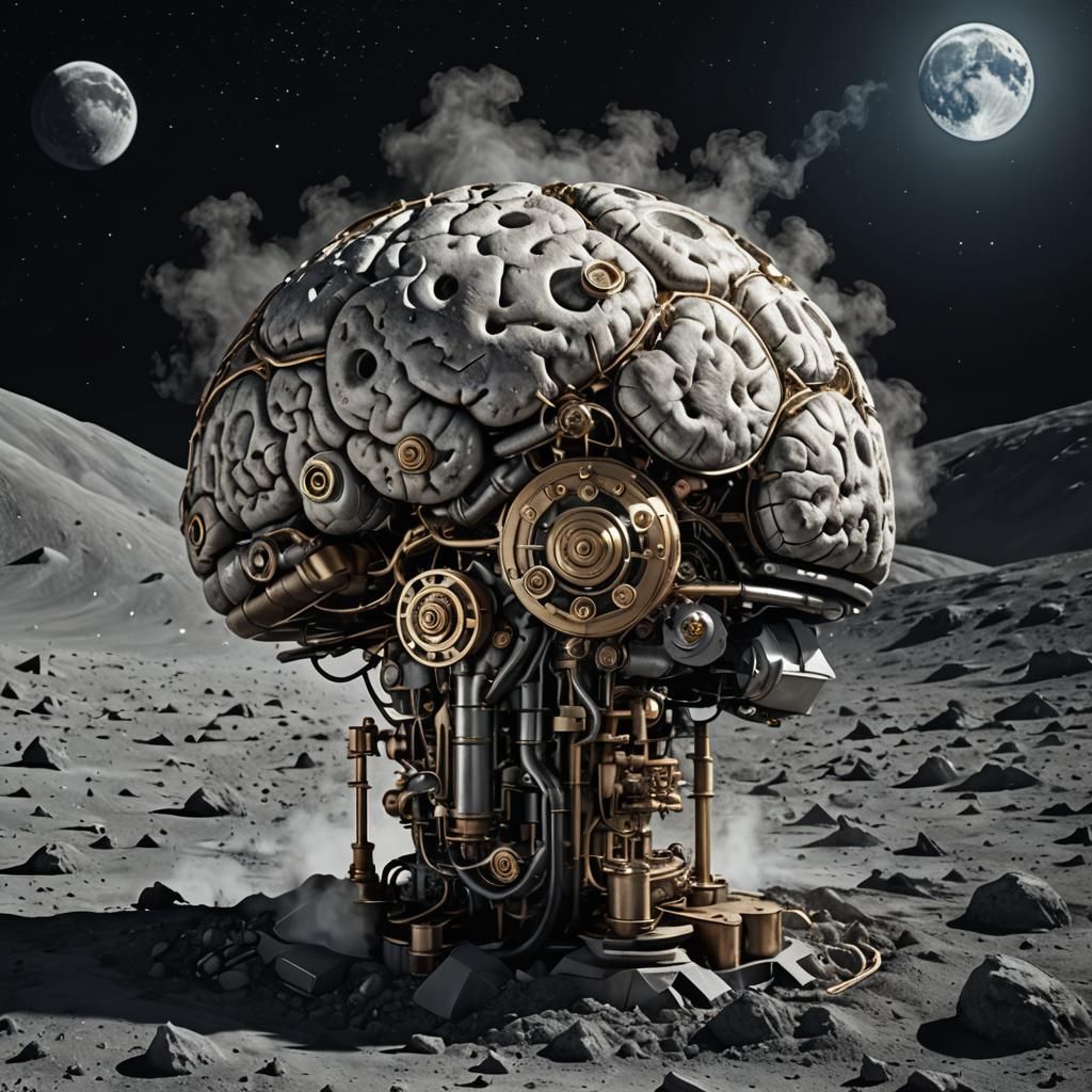 A (steam-powered brain) on the moon - AI Generated Artwork - NightCafe ...