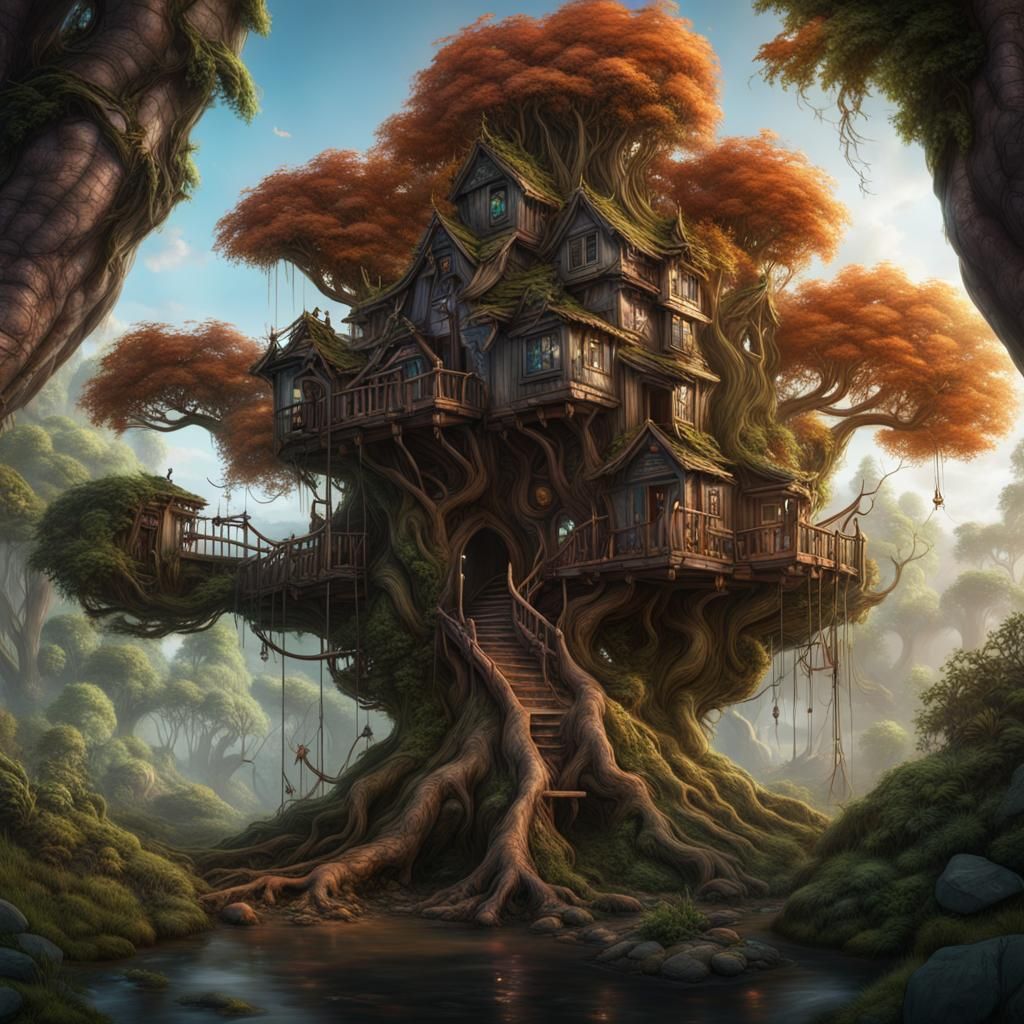 Treehouse - AI Generated Artwork - NightCafe Creator