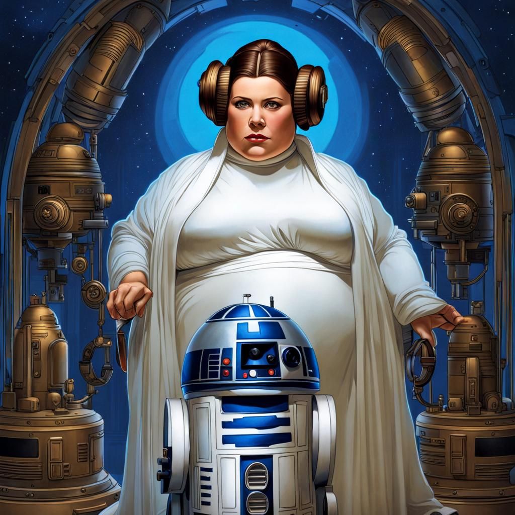 translucent hologram of a Fat, blue Princess Leia from star wars asking ...