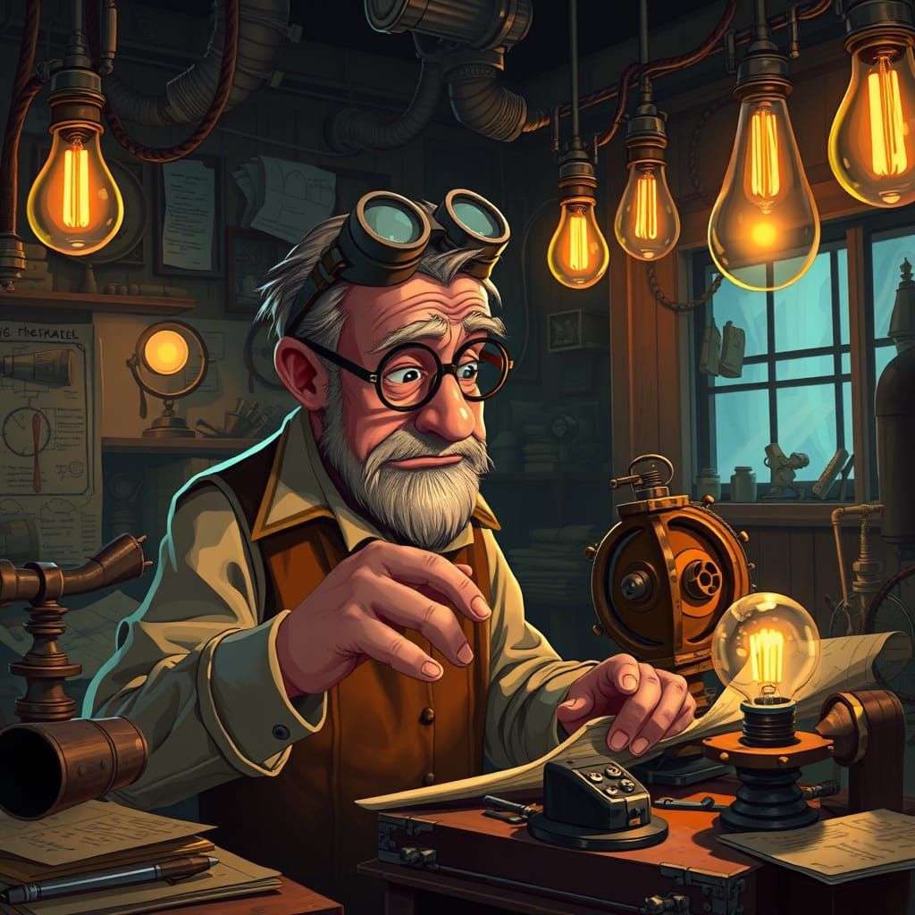 Inventor - Inventor in a Steampunk Workshop