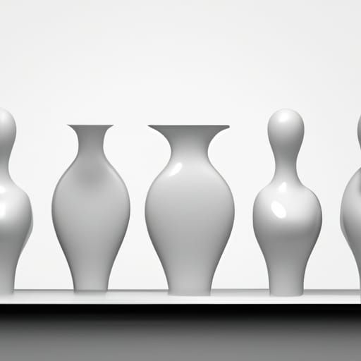 six vases on a shelf human body shape high detail monochrome ...