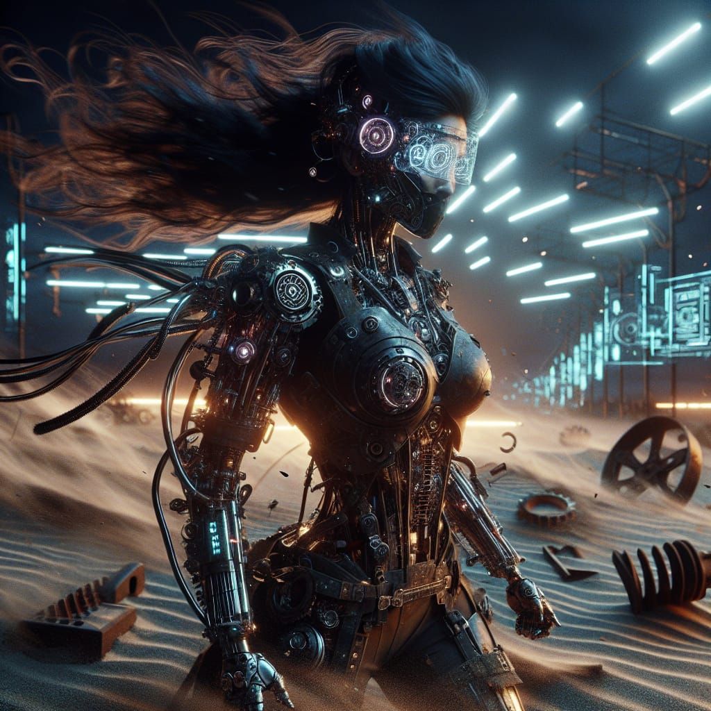 Mecha Cyborg in Apocalyptic Desert - AI Generated Artwork - NightCafe ...