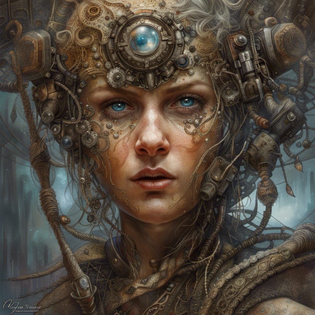 "Intricate masterpiece close-up portrait survivor in a Post-apocalyptic ...