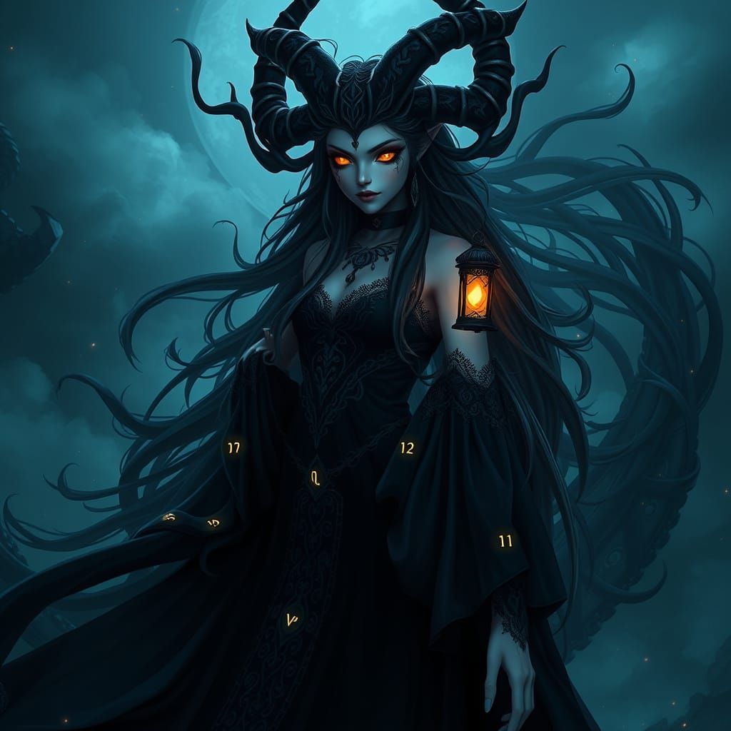An anime Correctly rendered and drawn, Hel: Goddess of the underworld ...