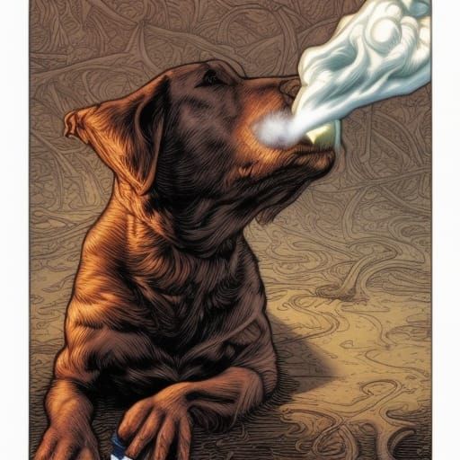 Smoking Dog - AI Generated Artwork - NightCafe Creator