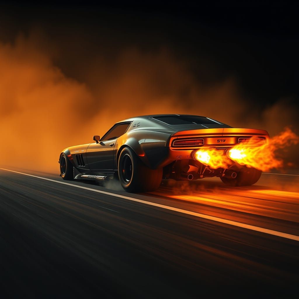 Spectacular Drag Car Racing with Fiery Exhaust in ... - AI Art