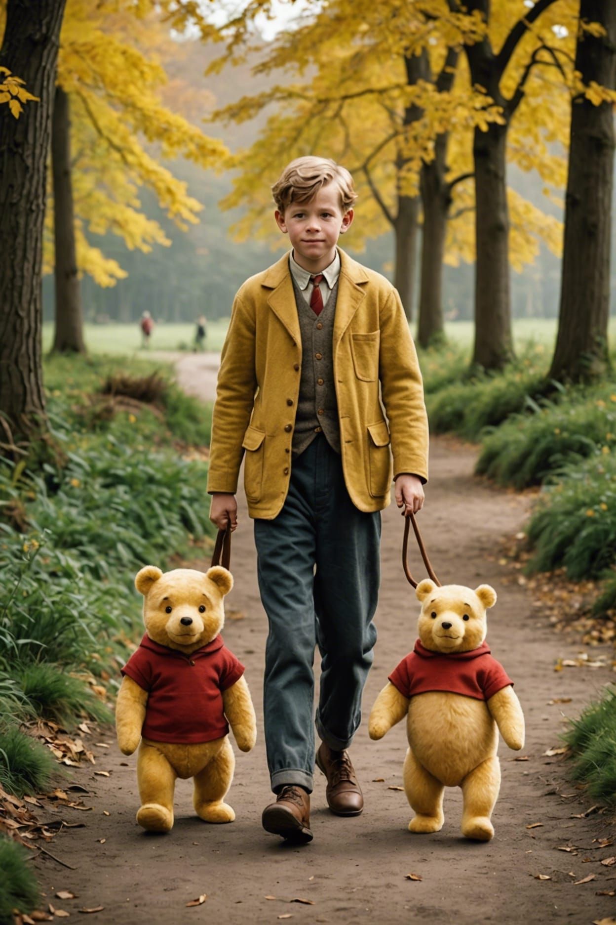 Out walking my Pooh-bears ️ - AI Generated Artwork - NightCafe Creator