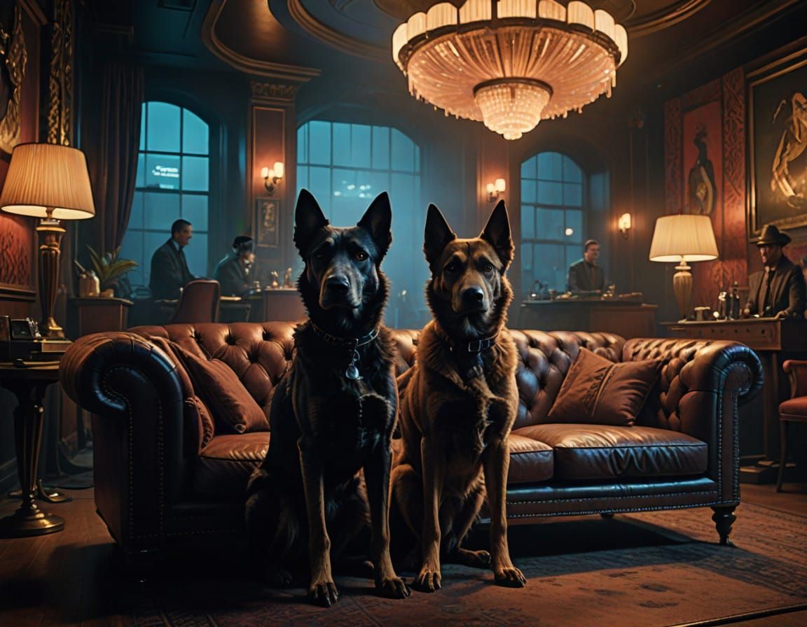 Dog brothers - Dramatic Canine Gathering in Smoky Nightclub ...