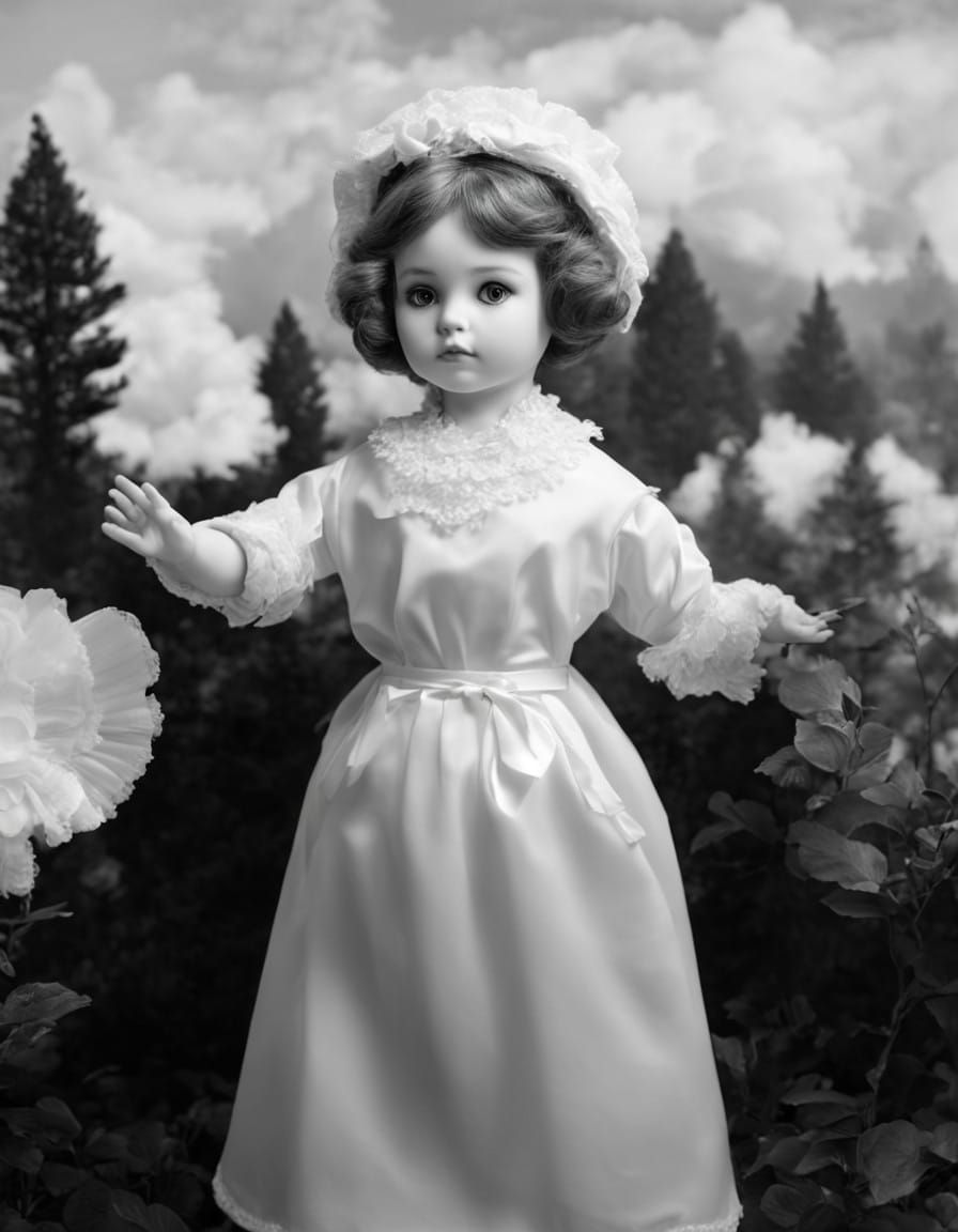Porcelain Doll With Trees Background