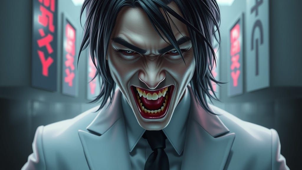 Modern day Vampire living in our world of 2025 Smart Suits, Sleek hair ...