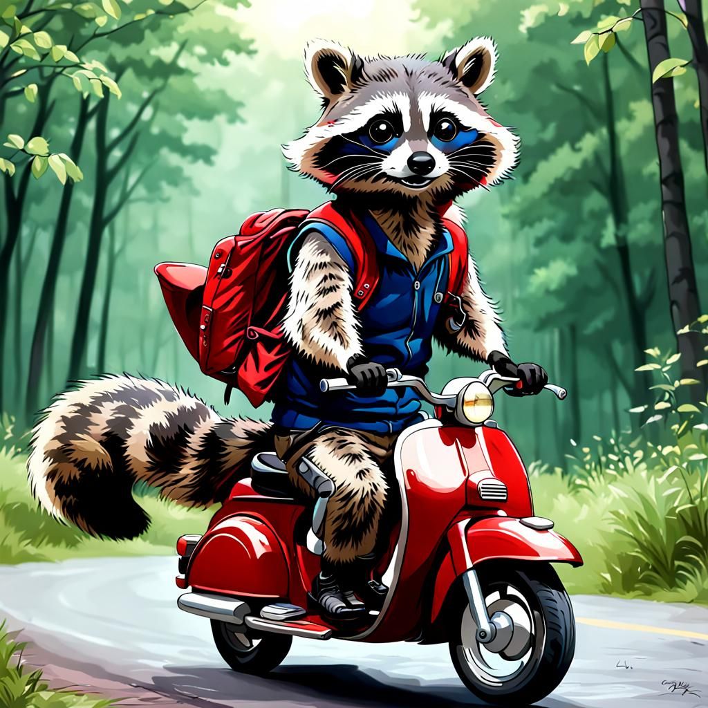 Riding Raccoon - AI Generated Artwork - NightCafe Creator