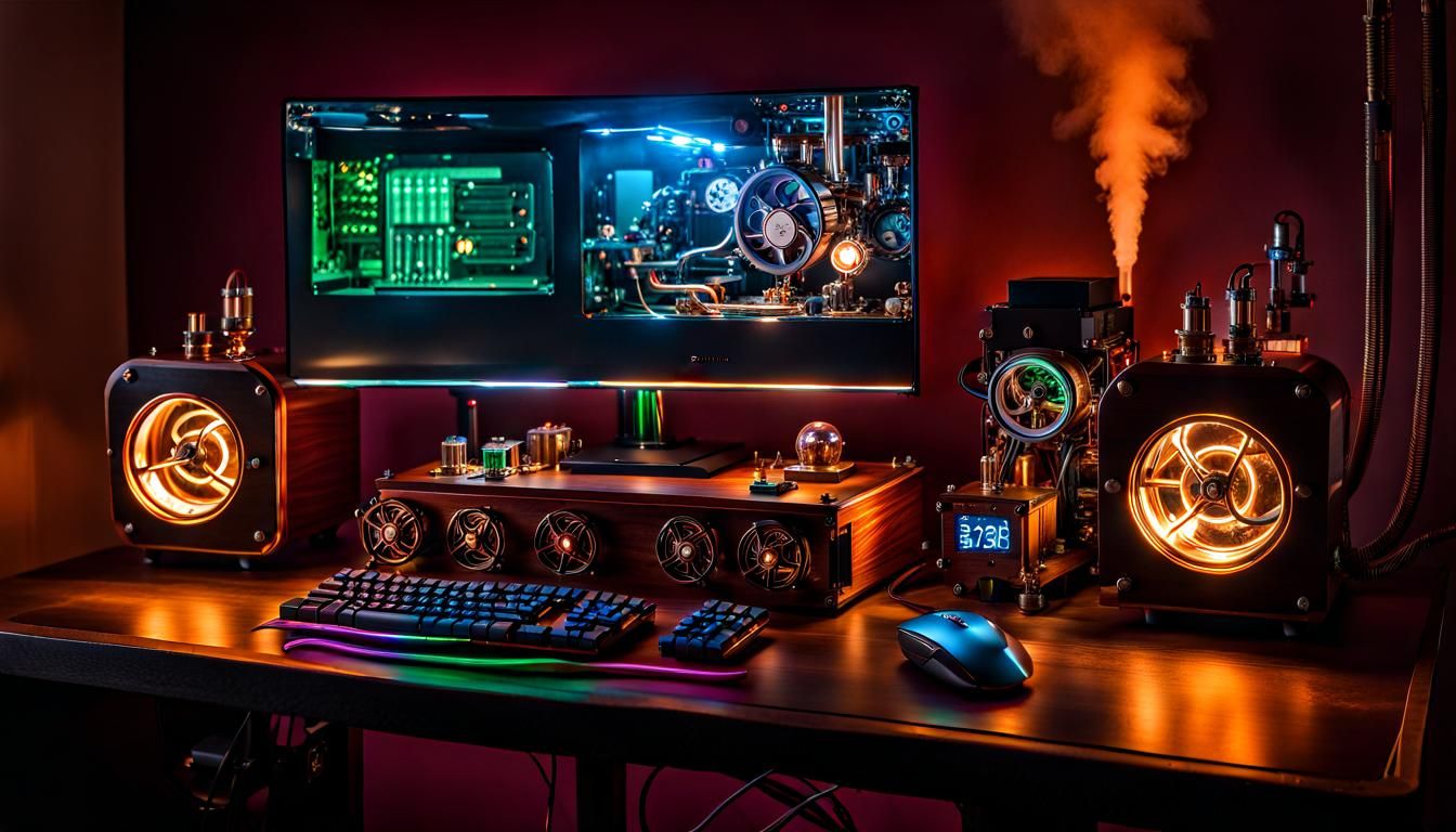 Steampunk Gaming PC - AI Generated Artwork - NightCafe Creator