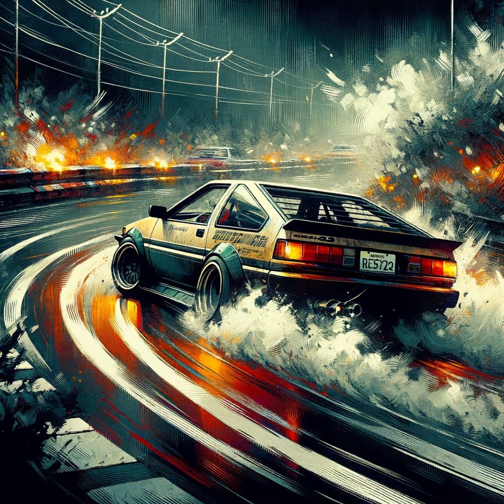 Initial D ae86 trueno Drifting around the corner. Full Color Speedpaint ...