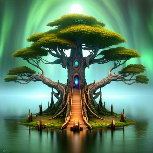 Lagoon Treehouse - AI Generated Artwork - NightCafe Creator