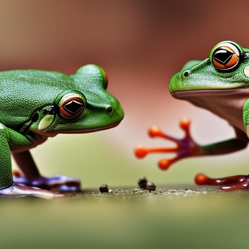 Two frogs arguing - AI Generated Artwork - NightCafe Creator