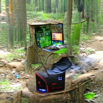 Gaming PC in the forest - AI Generated Artwork - NightCafe Creator