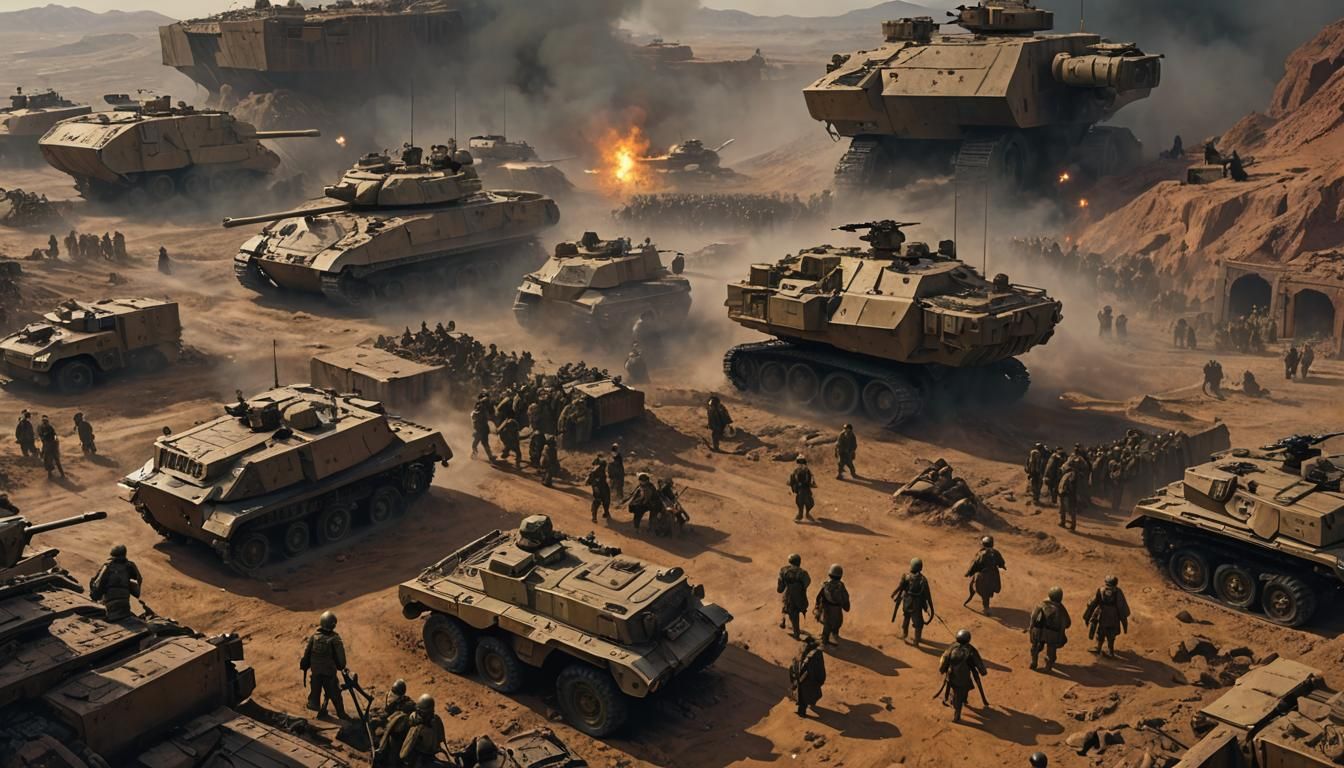 Dystopian War Scene in Hyperrealistic Style - AI Art