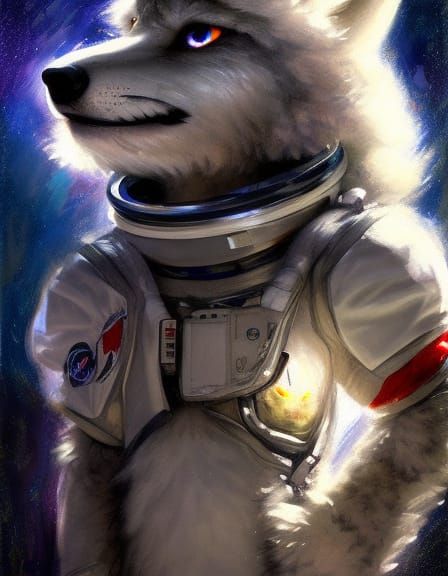 chibi adorable ANTHROPOMORPHIC furry wolf astronaut : "smooth soft ...
