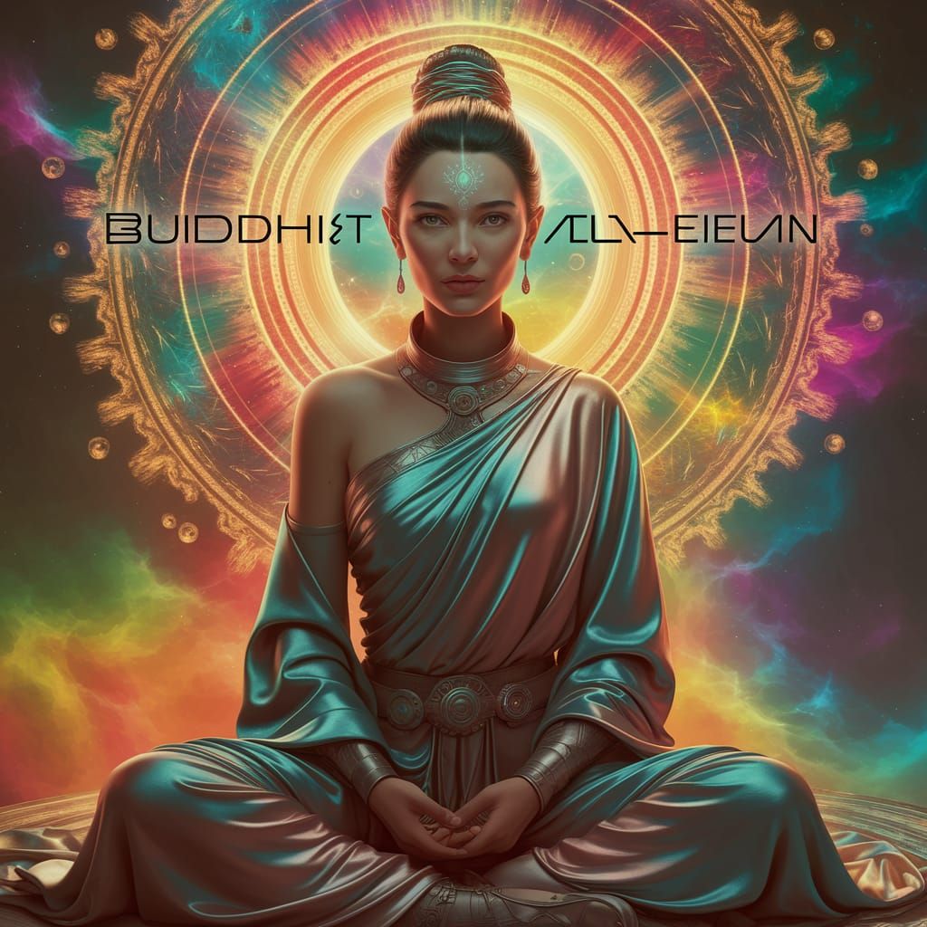 Surreal Shaman Woman in Futuristic Space Attire Am... - AI Art