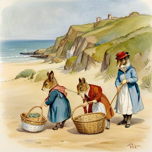 day at the beach, by beatrix potter - AI Generated Artwork - NightCafe ...