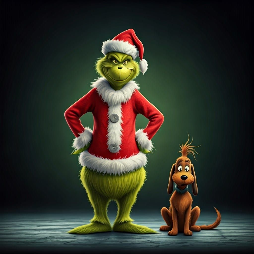 The Grinch Celebrates Christmas with his Faithful ... - AI Art