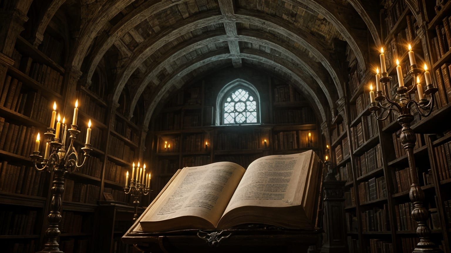 Medieval Castle Dungeon Library in Warm, Amber Lig... - AI Art