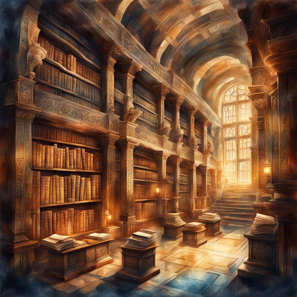 An ancient library of Ashurbannipal, seventh century, scrolls, old ...