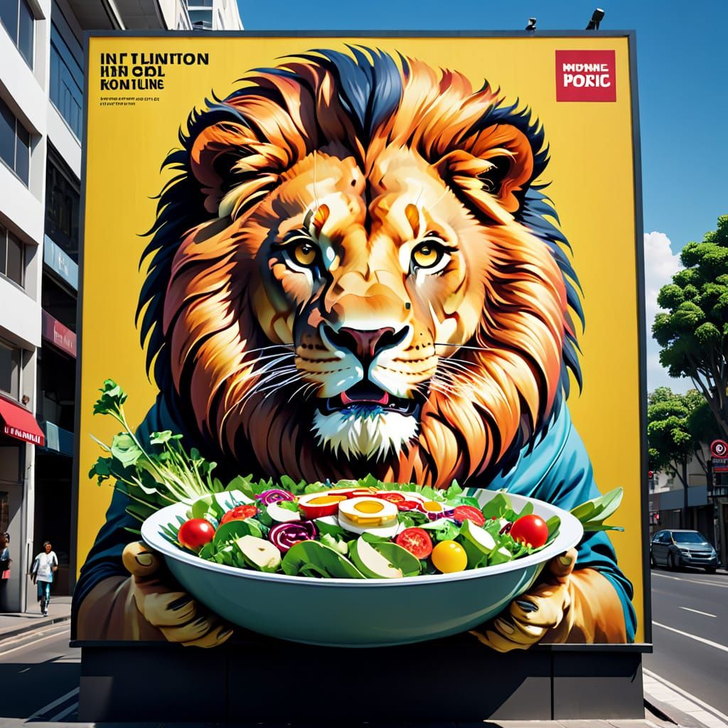 Wild Paradox: A lion advertising veganism V2