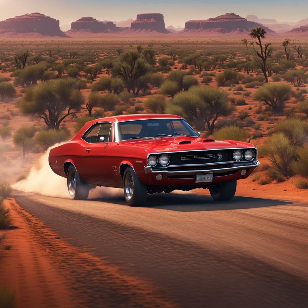 a classic red muscle car - AI Generated Artwork - NightCafe Creator
