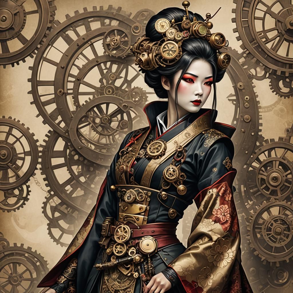 A steampunk geisha - AI Generated Artwork - NightCafe Creator
