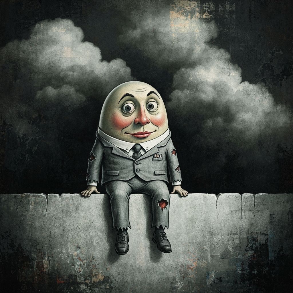 Humpty Dumpty in Surrealist Horror Landscape - AI Art
