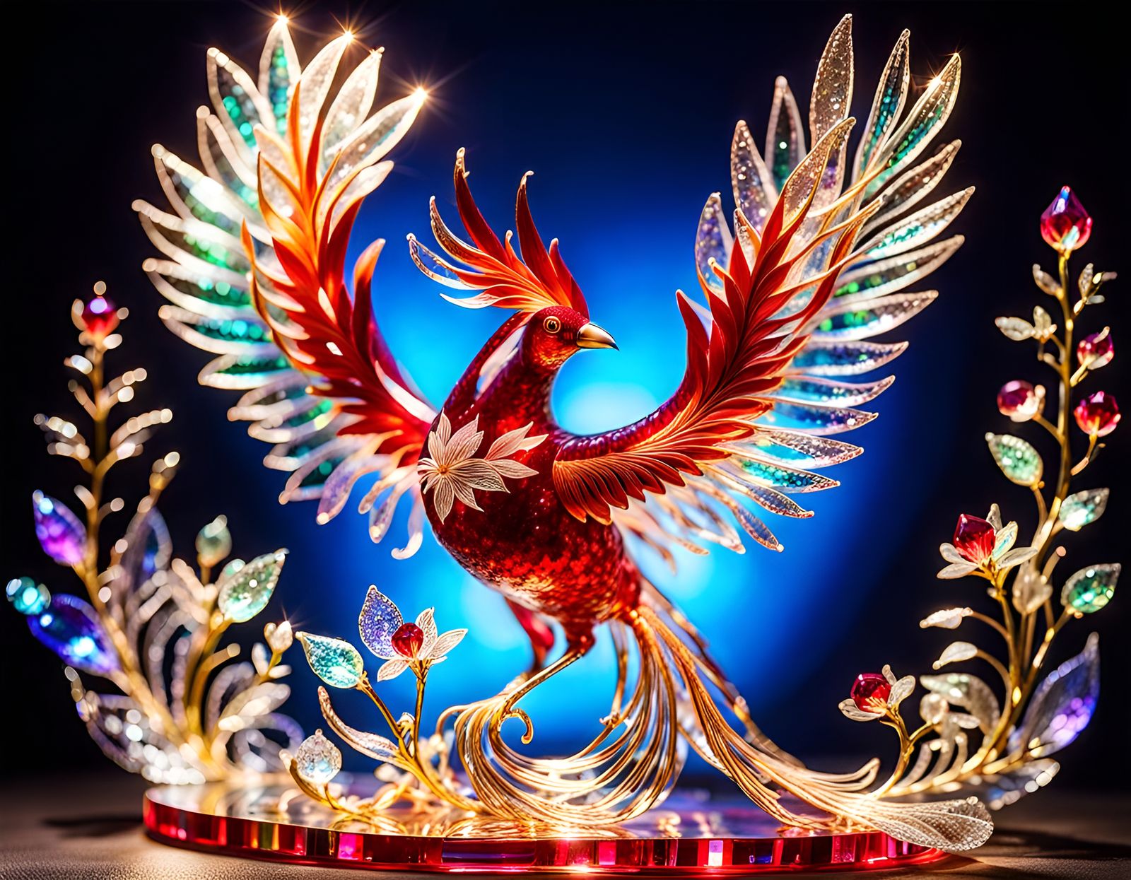 Crystal firebird - AI Generated Artwork - NightCafe Creator