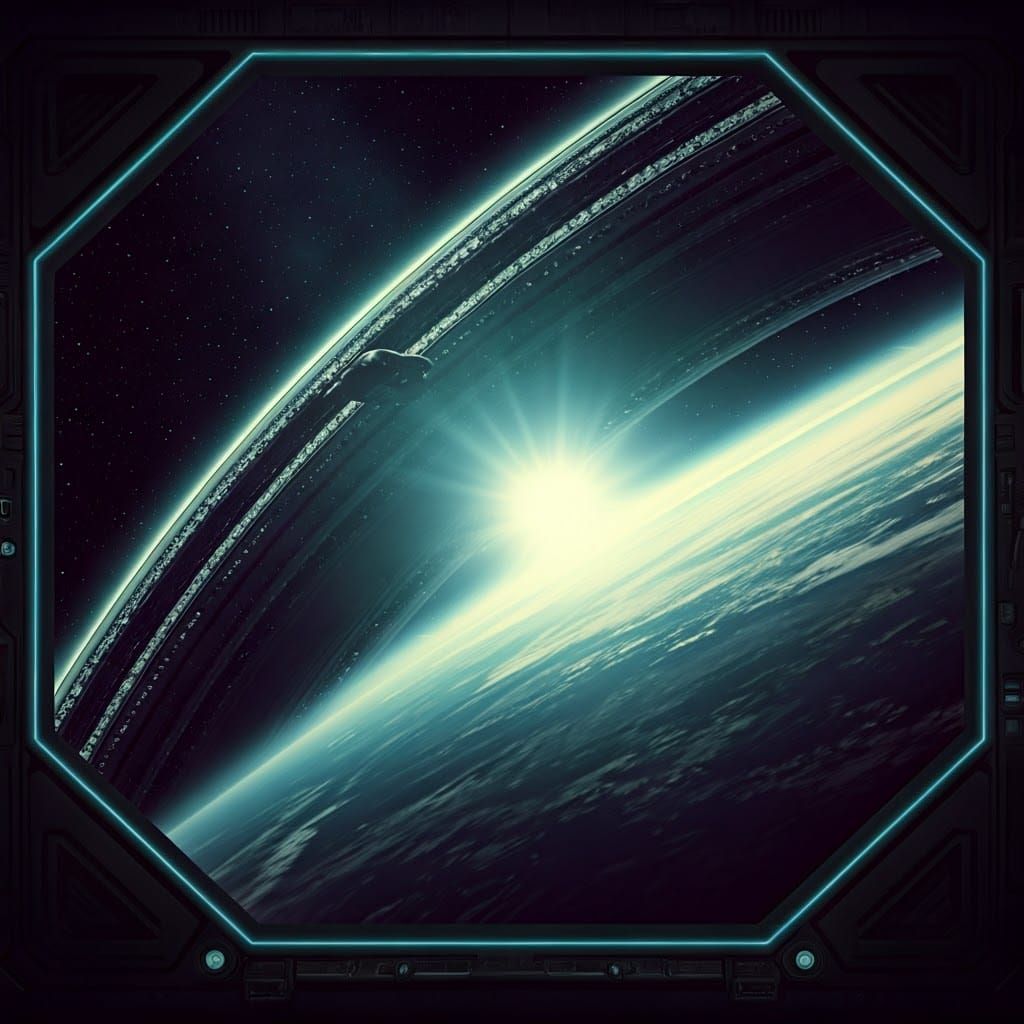 Retro Futuristic Space Megastructure in Neon Accen... - AI Art