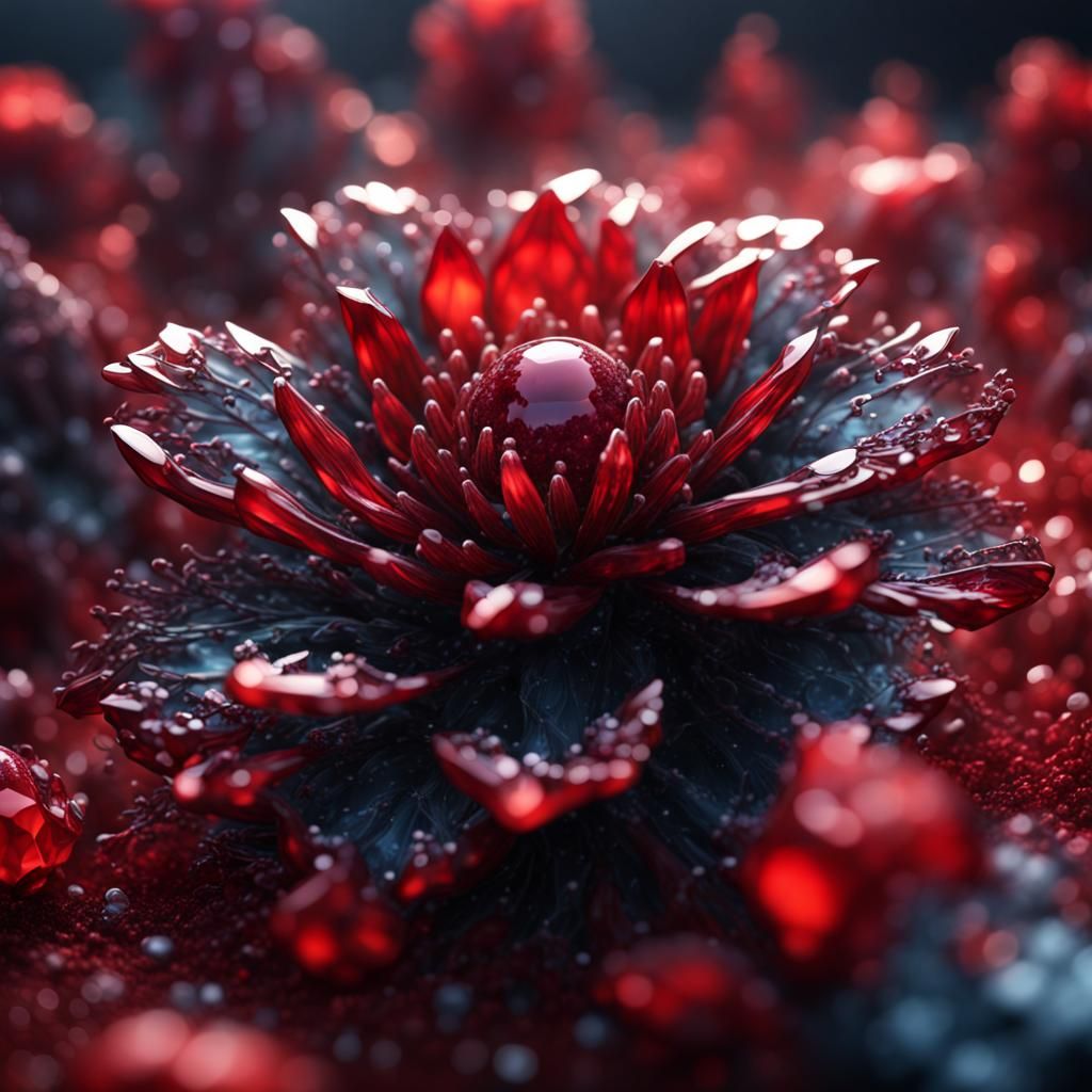 Red crystals flower - AI Generated Artwork - NightCafe Creator