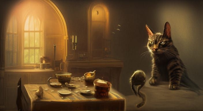 Ghosty ambient and cat - AI Generated Artwork - NightCafe Creator