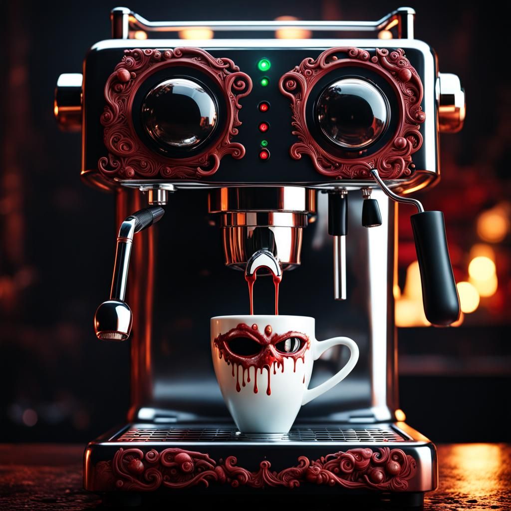Demonic espresso machine - AI Generated Artwork - NightCafe Creator