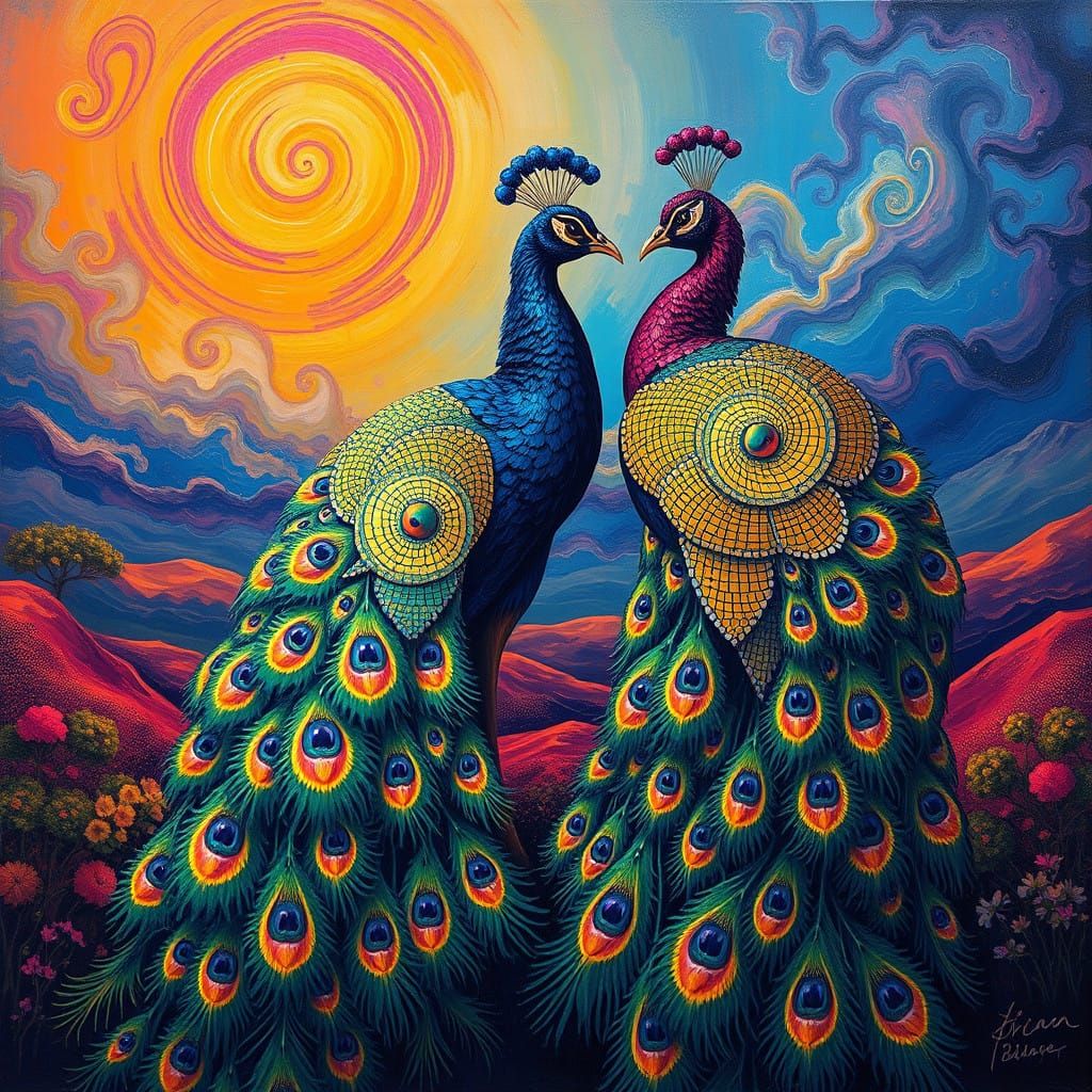Trippy and quirky peacocks - Surreal Peacocks Dance with Vib...