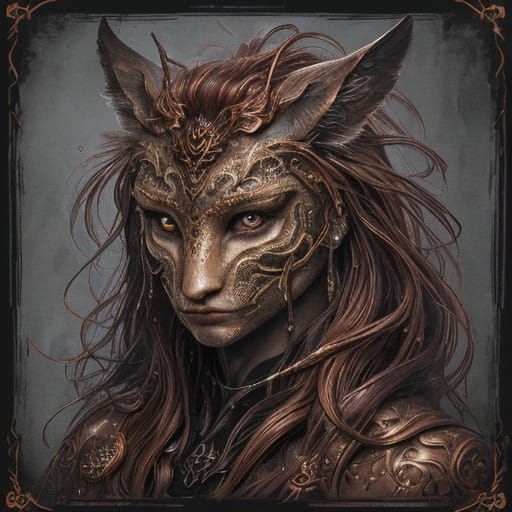 Mythical creatures in copper color.