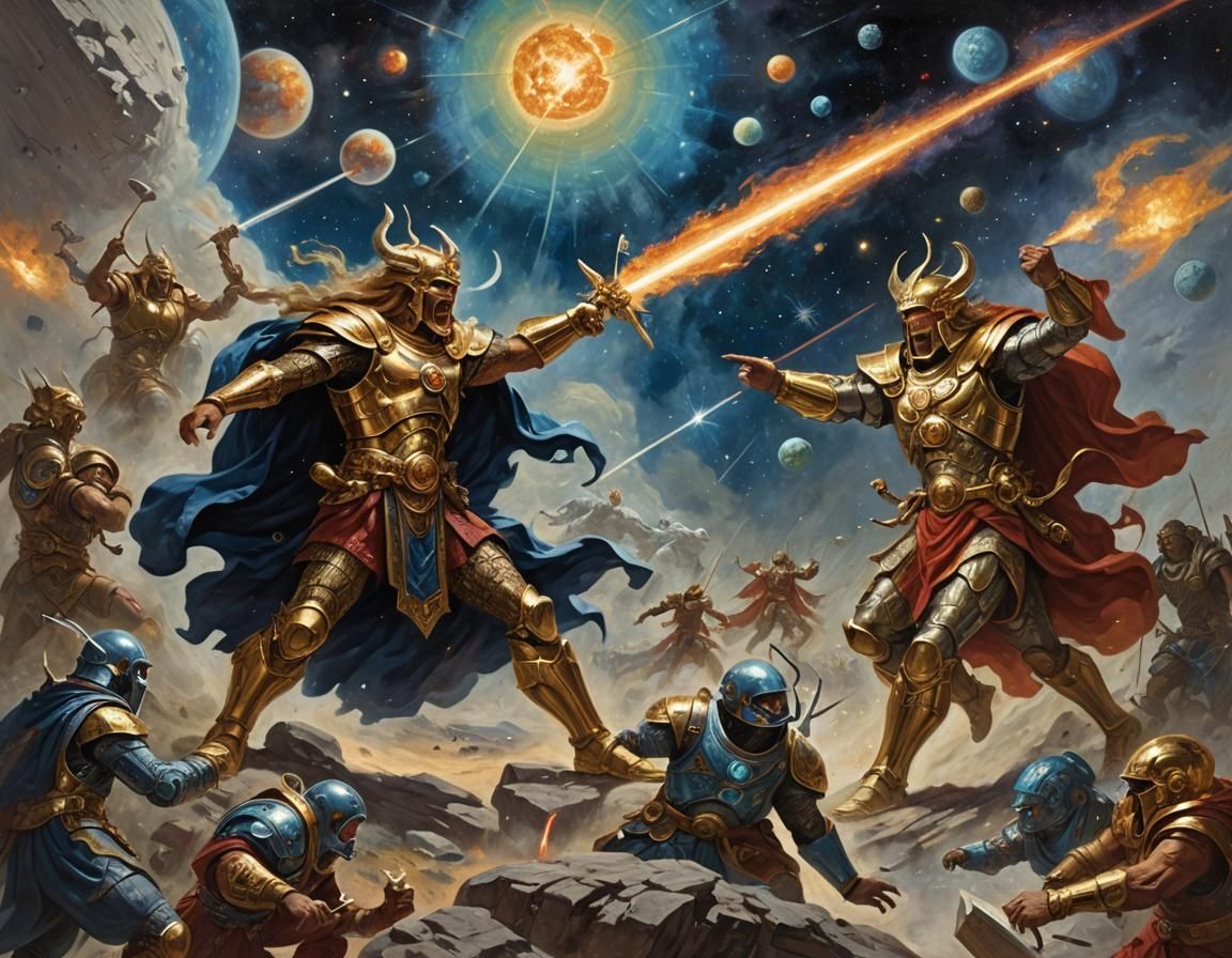 The Cosmic gods Battle - AI Generated Artwork - NightCafe Creator