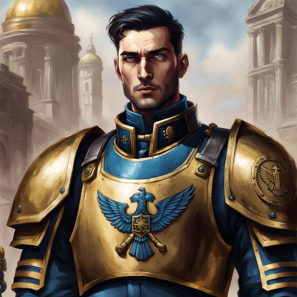 A young Warhammer 40k Noble man who stands 6 feet tall. He has a ...