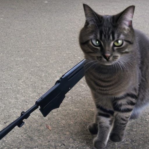 A cat use an AK47 - AI Generated Artwork - NightCafe Creator