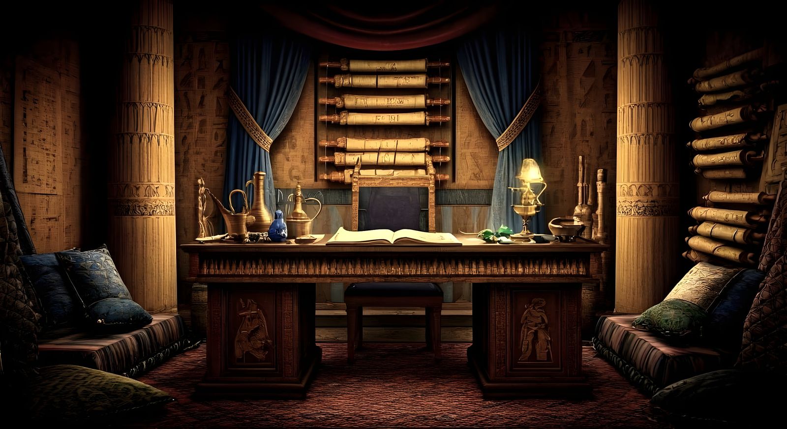 the office quarters of a wealthy ancient Egyptian scribe